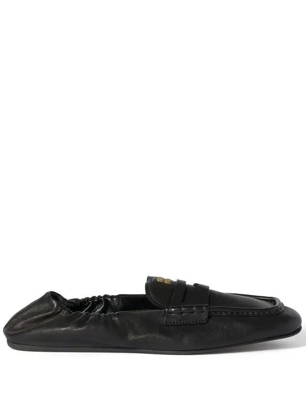 Miu Miu Nappa Loafers With Ruffles - Black
