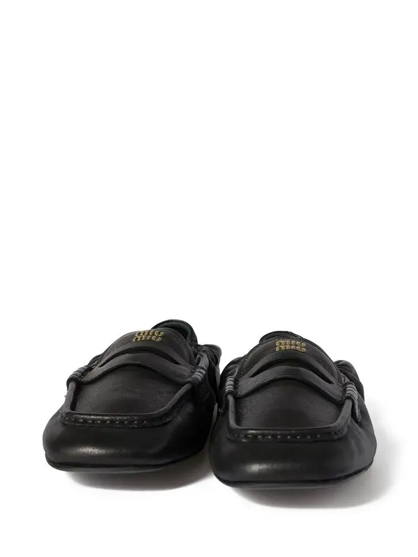Miu Miu Nappa Loafers With Ruffles - Black
