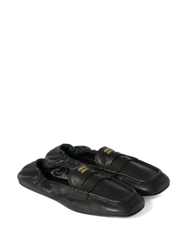 Miu Miu Nappa Loafers With Ruffles - Black