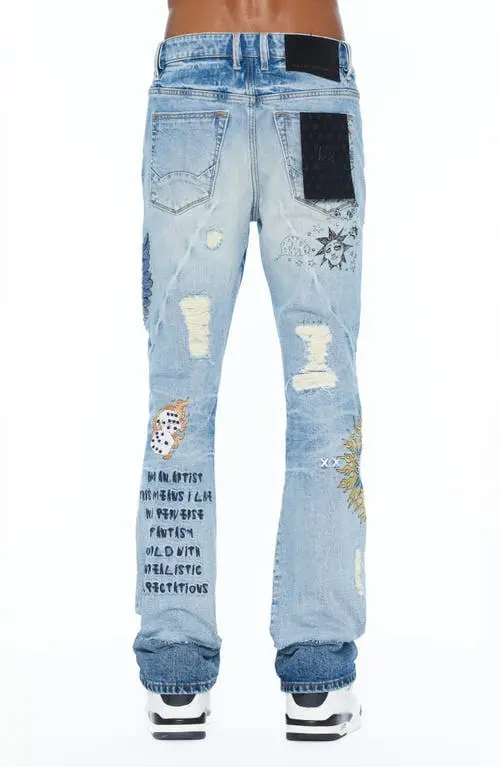 CULT OF INDIVIDUALITY Lenny Graphic Distressed Bootcut Jeans