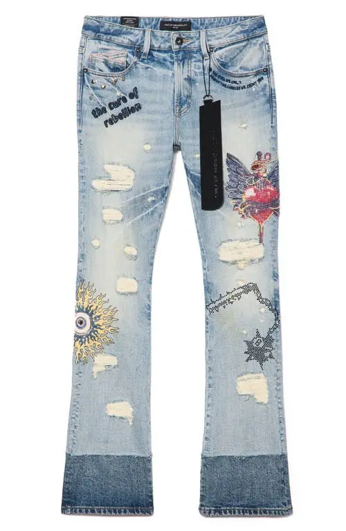 CULT OF INDIVIDUALITY Lenny Graphic Distressed Bootcut Jeans