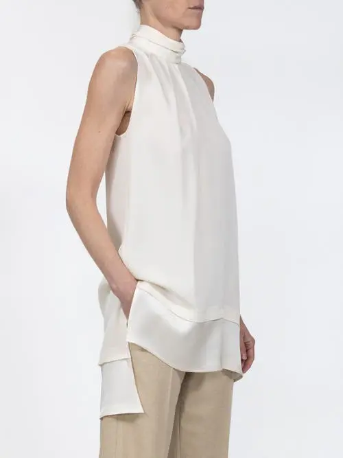 CALLAS MILANO Cleo Draped Tunic Top - Parchment