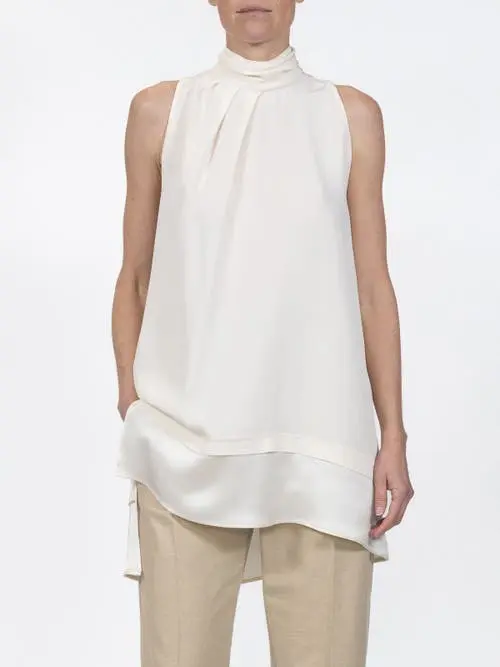 CALLAS MILANO Cleo Draped Tunic Top - Parchment