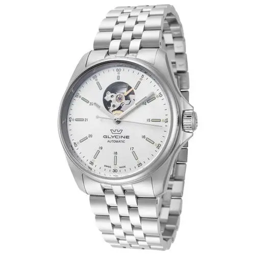 GLYCINE Combat Classic 40mm Automatic Bracelet Watch - Silver Dial/silver Deploy
