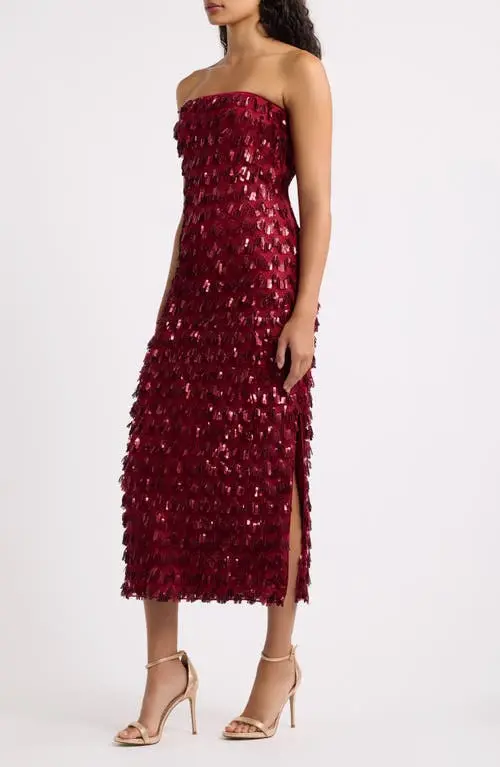 Saylor Brynhild Sequin Strapless Midi Dress