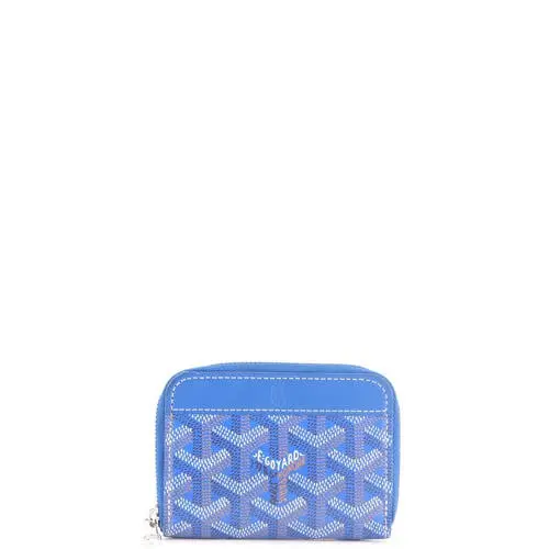 Goyard Matignon Zip Wallet Coated Canvas With Leather Pm - Blue