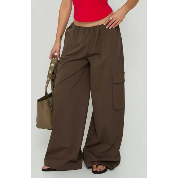 Princess Polly Lunea Wide Leg Cargo Pants - Brown