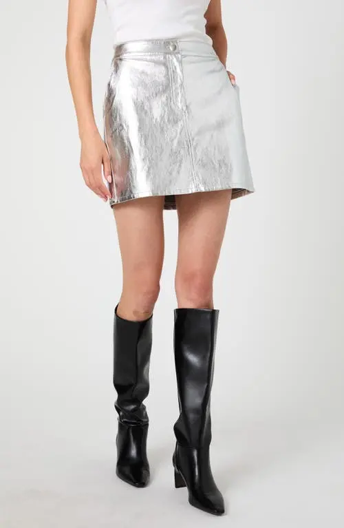 French Connection Mimi Metallic Faux Leather Miniskirt - Silver
