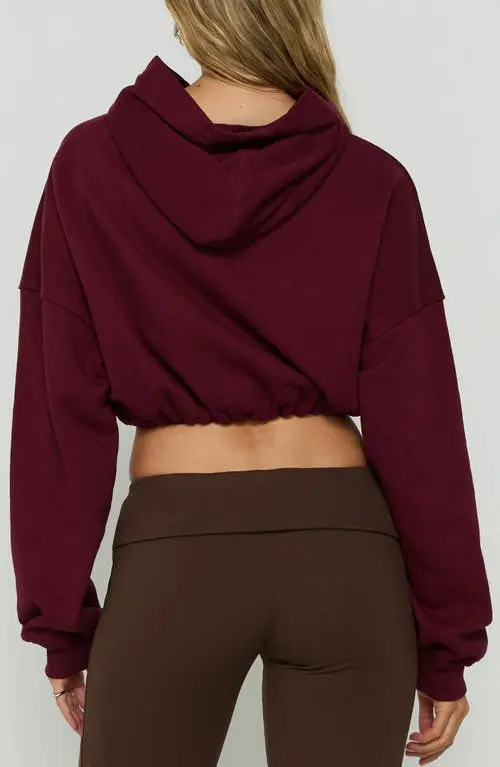 Princess Polly Mayse Bubble Hem Cropped Hoodie - Cherry