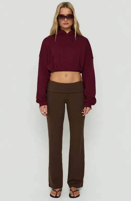 Princess Polly Mayse Bubble Hem Cropped Hoodie - Cherry
