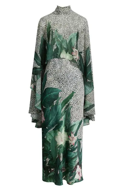 Kobi Halperin Youngeun Mock Neck Capelet Maxi Dress