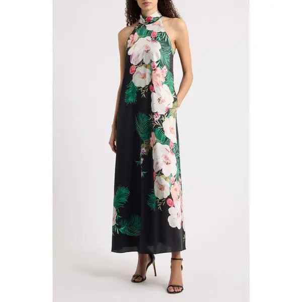 Kobi Halperin Misha Halter Maxi Dress - Black Multi