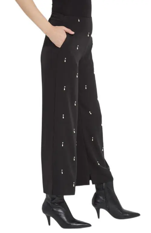 Lyssé Genesis Embellished High Waist Wide Leg Cropped Pants