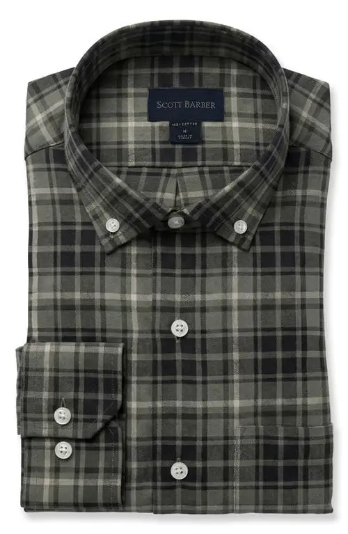 Scott Barber Heritage Regular Fit Plaid Flannel Button-down Shirt - Duffel