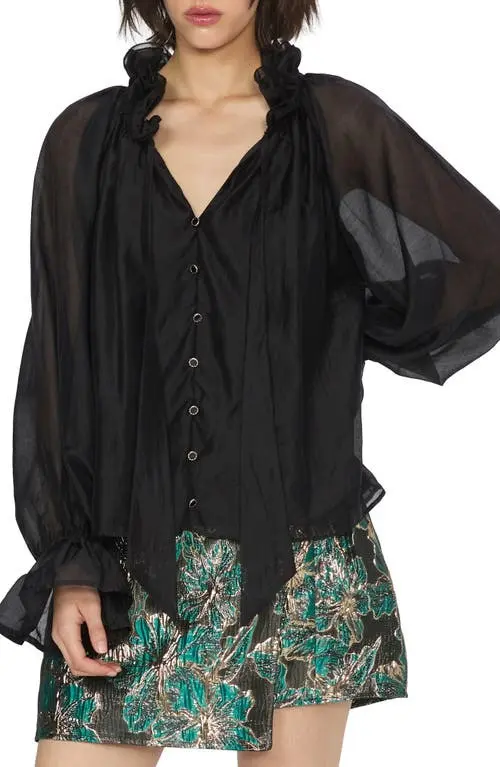 CIEBON Ziva Ruffle Tie Neck Shirt