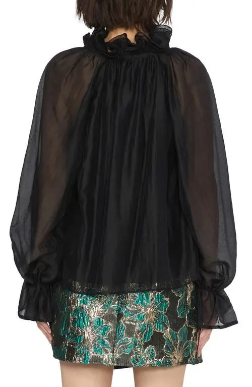 CIEBON Ziva Ruffle Tie Neck Shirt