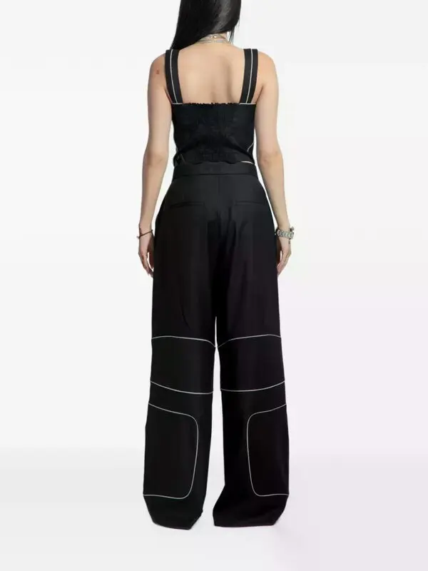 VICTOURRIAHZ Reflective-piping Flared Trousers