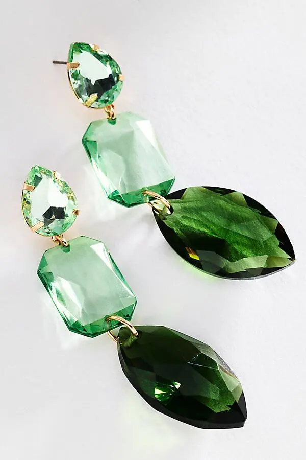 Anthropologie Floatg Crystal Drop Earrgs - Green