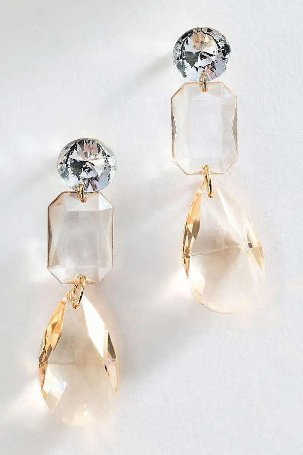 Anthropologie Floatg Crystal Drop Earrgs - Light Sand