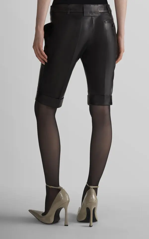 MUGLER Tailored Leather Knee-length Shorts
