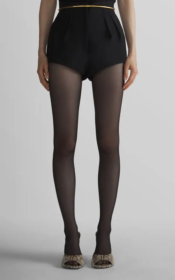 MUGLER High-rise Tropical-wool Mini Shorts