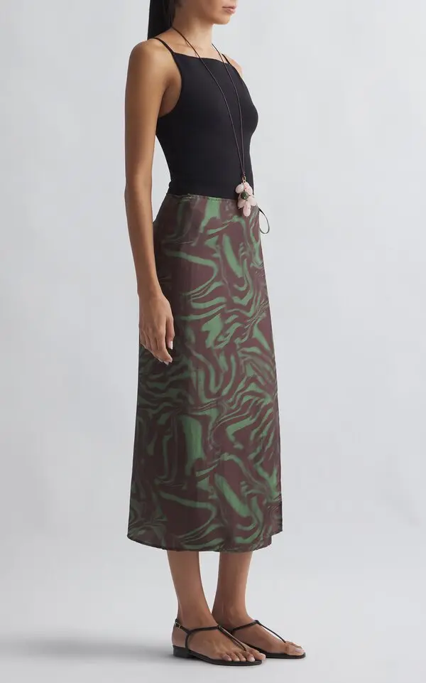 Chan Luu Printed Wrap Silk Midi Skirt