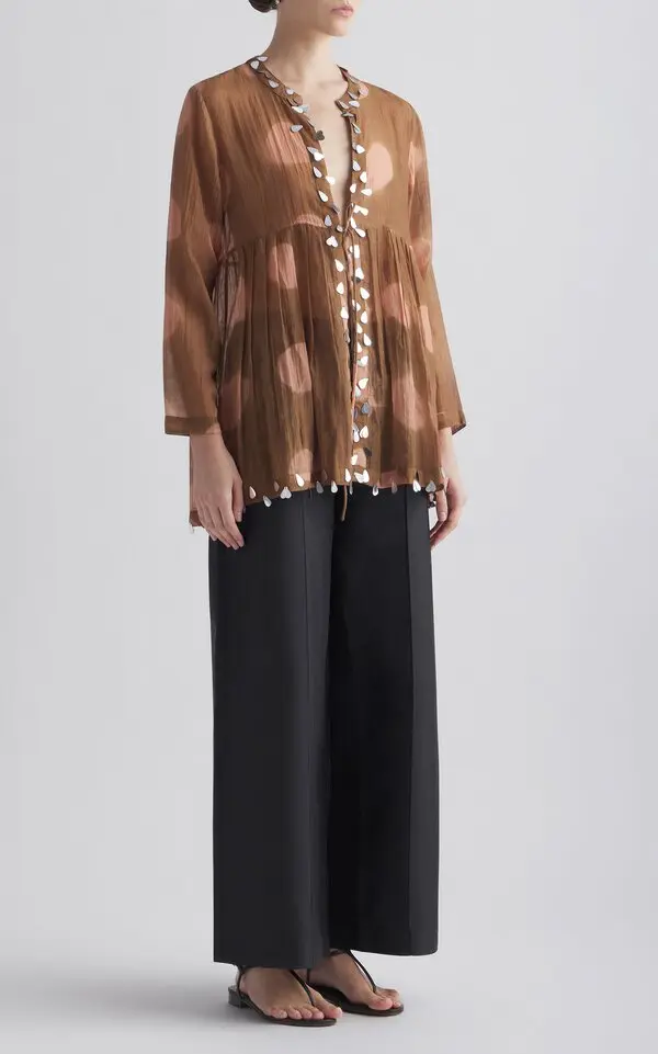 Chan Luu Sequin Drop Cotton-silk Top