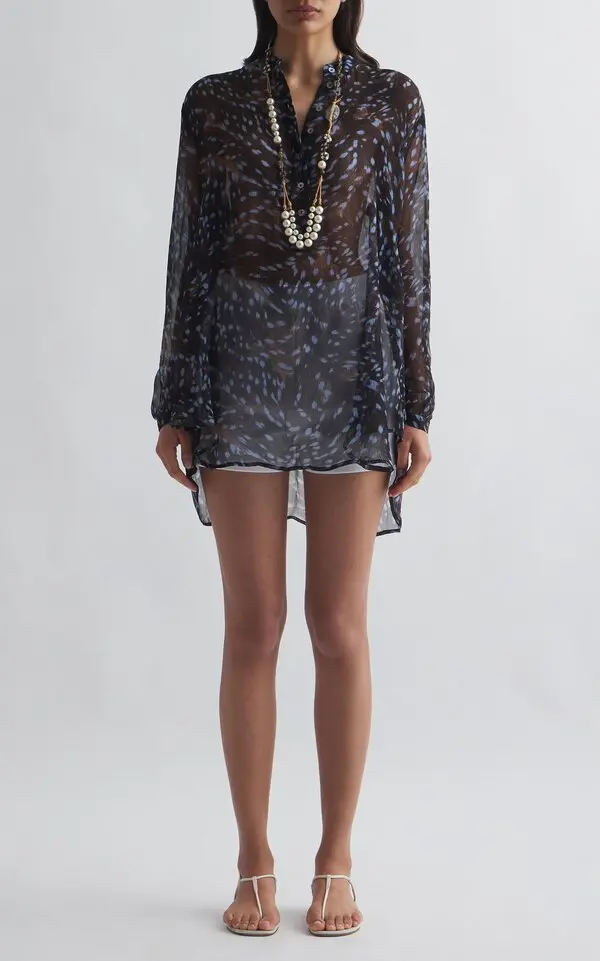 Chan Luu Printed Chiffon Blouse