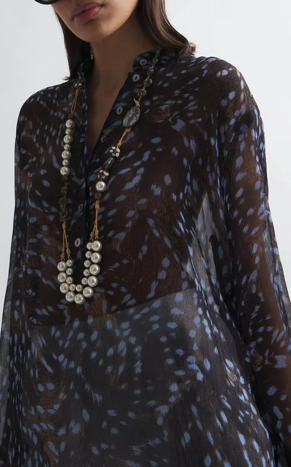 Chan Luu Printed Chiffon Blouse