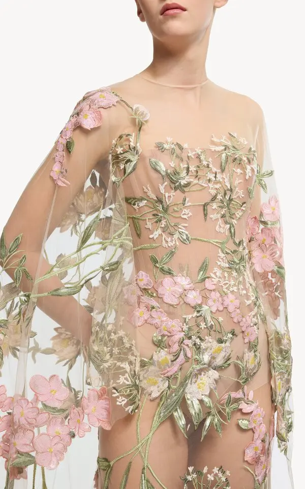 Elie Saab Embellished Chiffon Maxi Dress