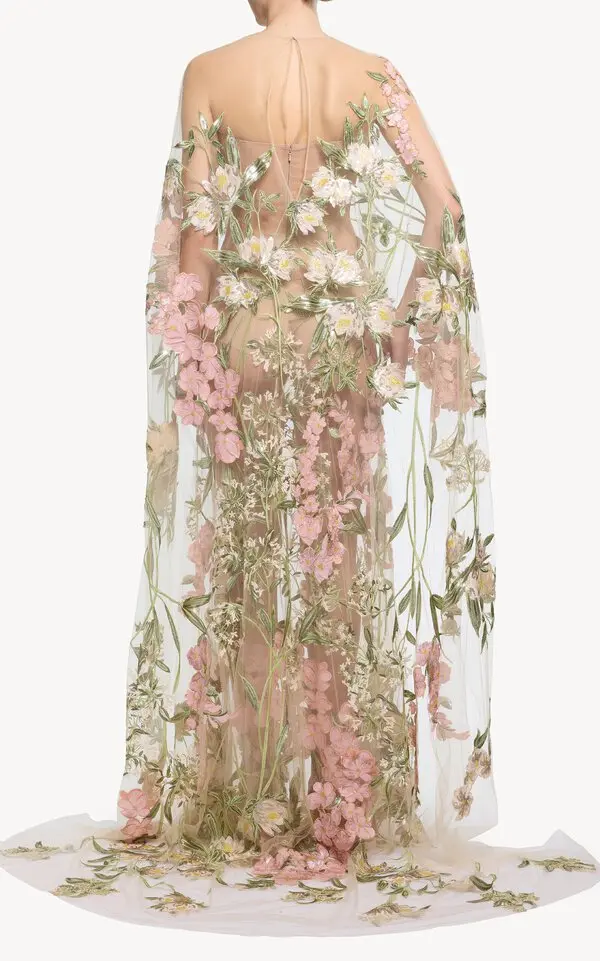 Elie Saab Embellished Chiffon Maxi Dress