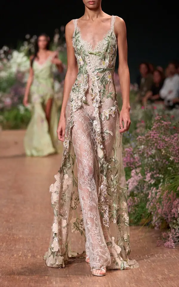 Elie Saab Embroidered Sequined Long Vest