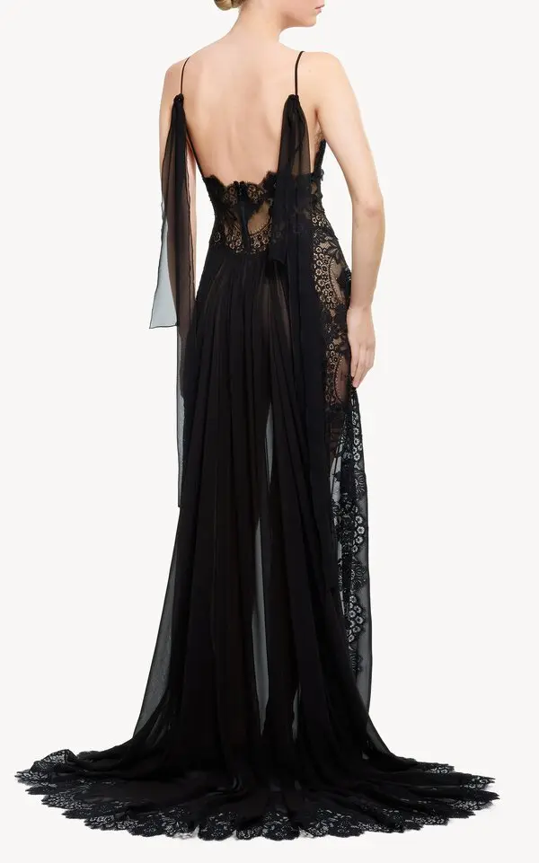 Elie Saab Lace Silk-blend Maxi Dress