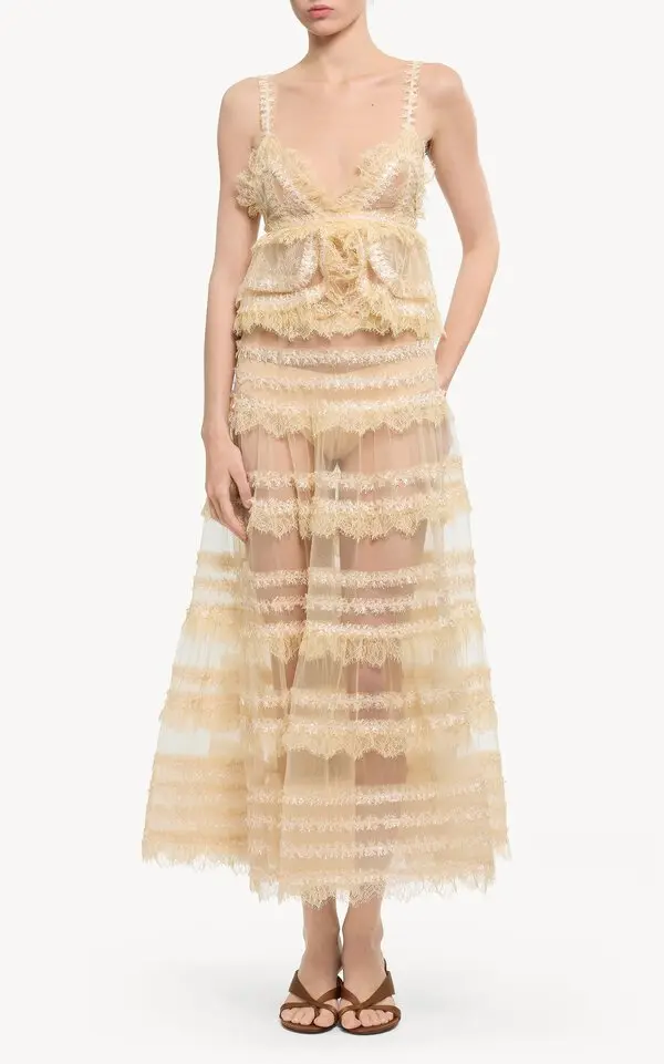 Elie Saab Cropped Embroidered Tulle Top