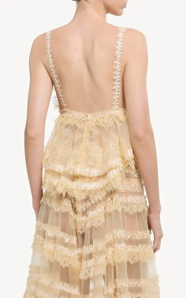 Elie Saab Cropped Embroidered Tulle Top