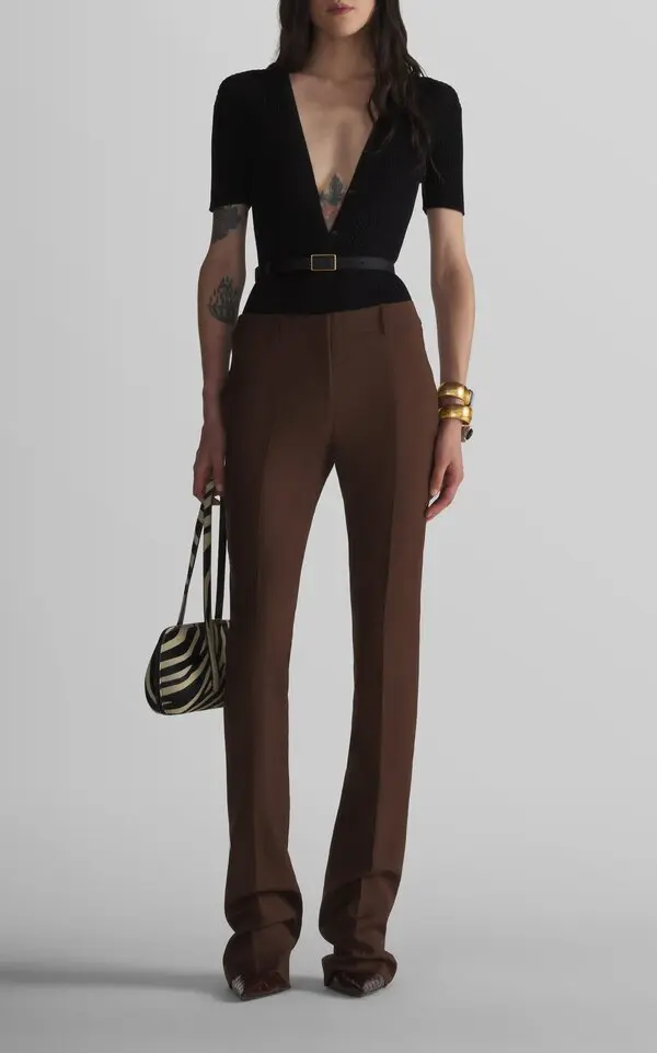 MUGLER Buttoned Knit Cotton Bodysuit - Black