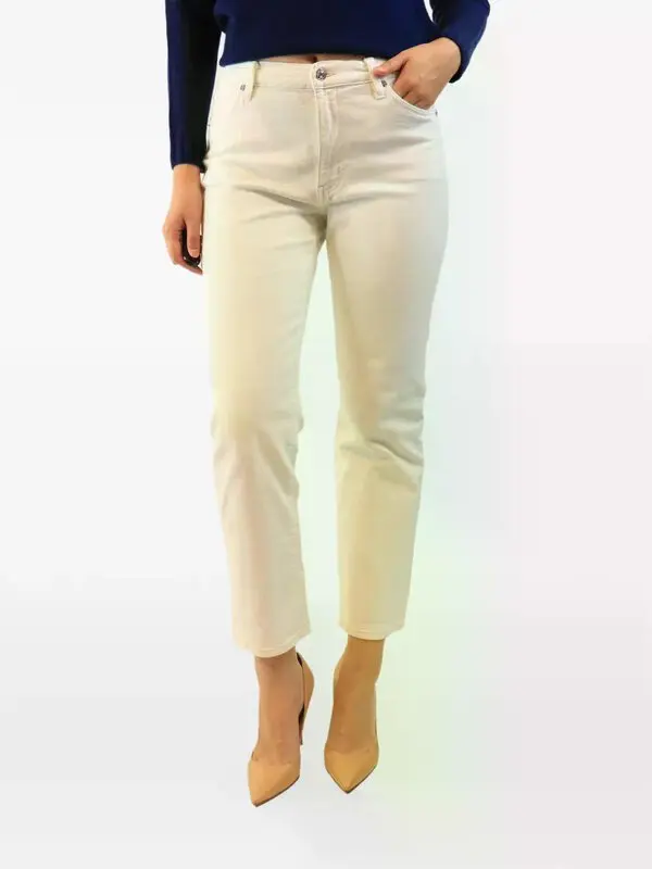 FRAME Contrast-stitched Cropped Jeans - Neutrals