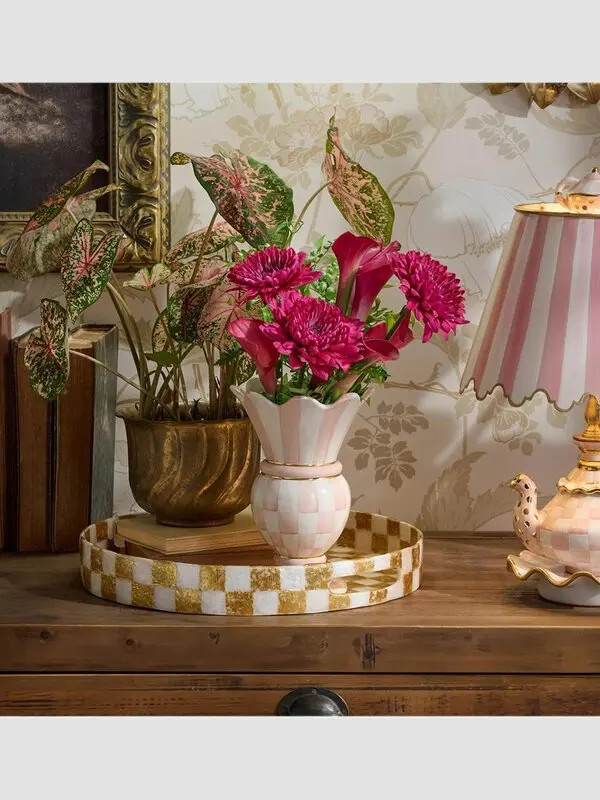 MACKENZIE-CHILDS Rosy Check Ceramic Vase
