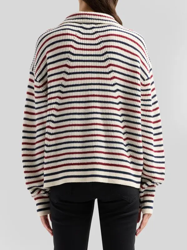 Rag & Bone Georgie Striped Wool Half-zip Sweater