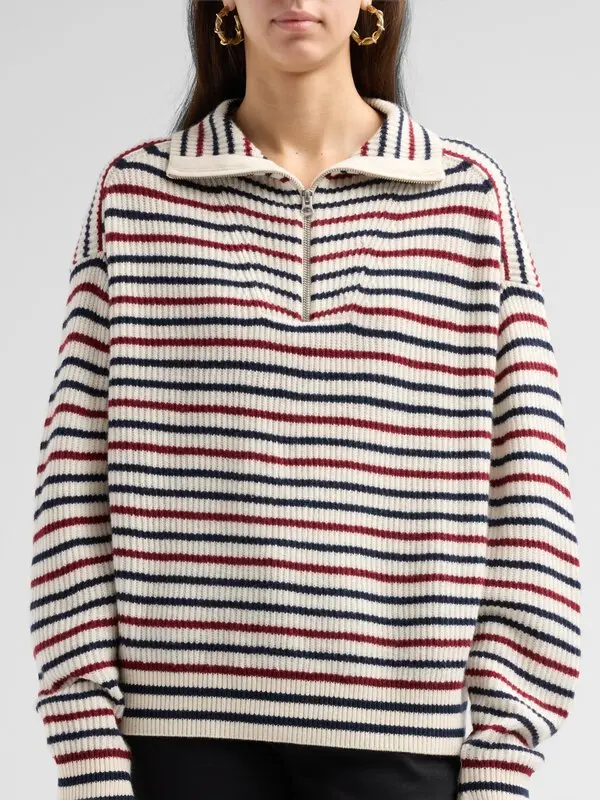 Rag & Bone Georgie Striped Wool Half-zip Sweater