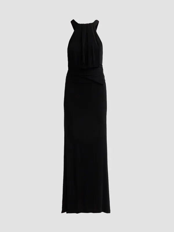 Black Halo Lucine Shirred Draped Gown