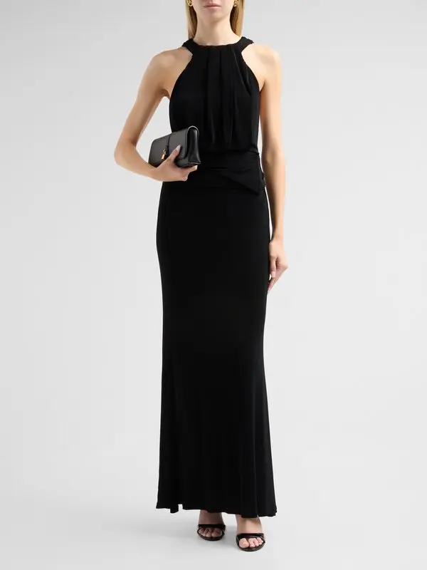 Black Halo Lucine Shirred Draped Gown