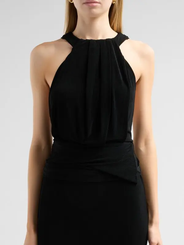 Black Halo Lucine Shirred Draped Gown