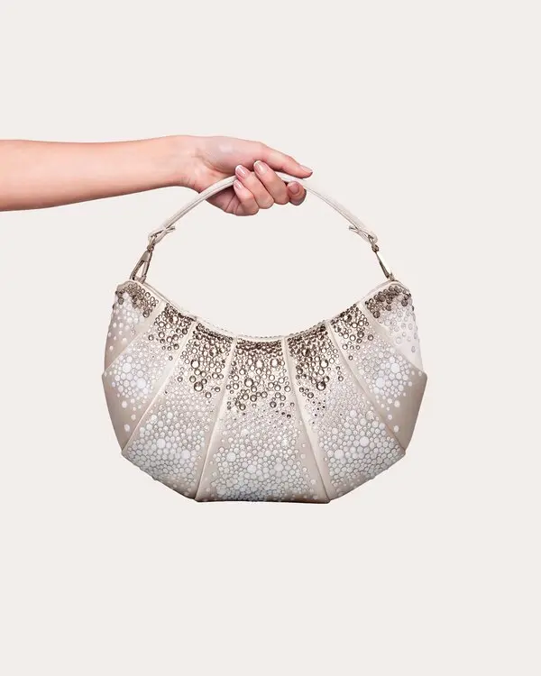 Rodo Croissant Satin Crystal Handbag