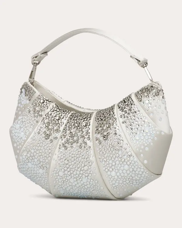 Rodo Croissant Satin Crystal Handbag