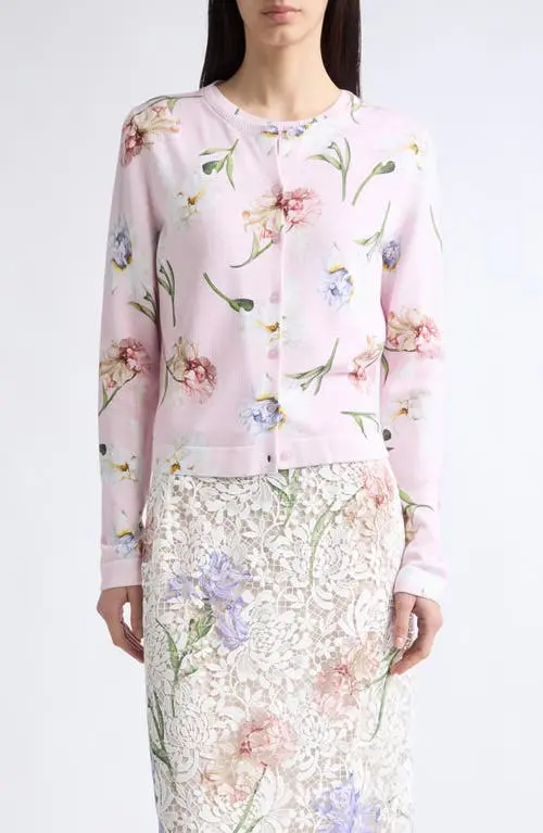Oscar De La Renta Painted Iris Cardigan - Blossom Multi
