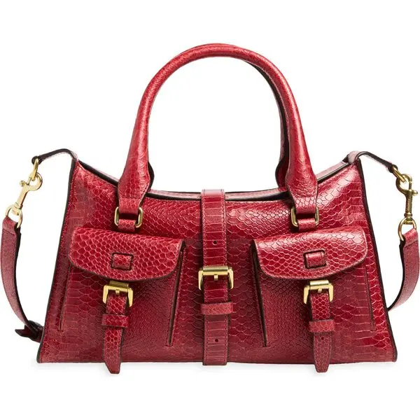 Mulberry Small Roxanne Croc Embossed Leather Satchel - Apple Red