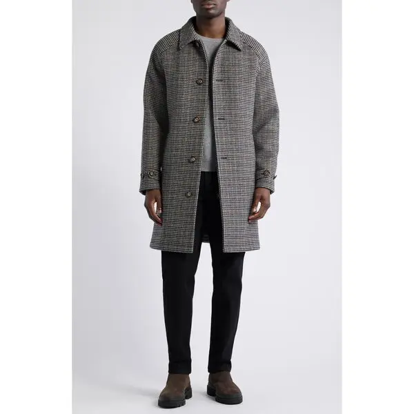 Hart Schaffner Marx Randolf Check Wool Blend Topcoat - Grey Multi Mini Check