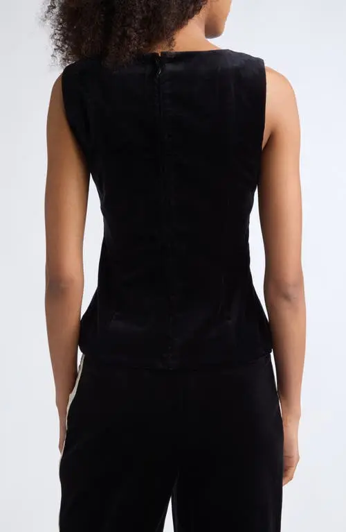 Posse Florian Velvet Embroidered Trim Top - Black
