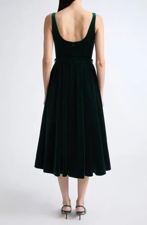 EMILIA WICKSTEAD Eagle Belted Velvet Dress - Green